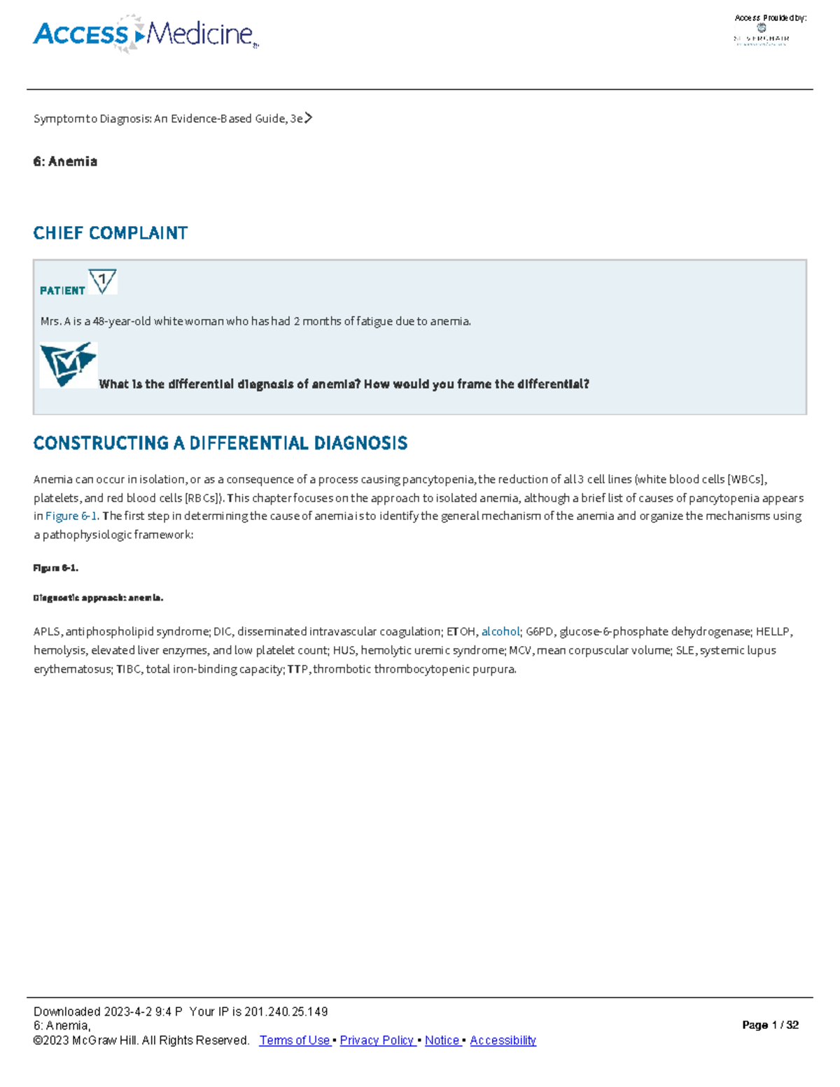 6 Anemia - Symptom to Diagnosis: An EvidenceBased Guide, 3e 6 : Anemia ...