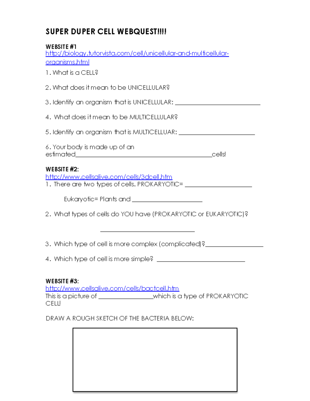 Cell Webquest On-Level - SUPER DUPER CELL WEBQUEST!!!! WEBSITE #1 - Studocu