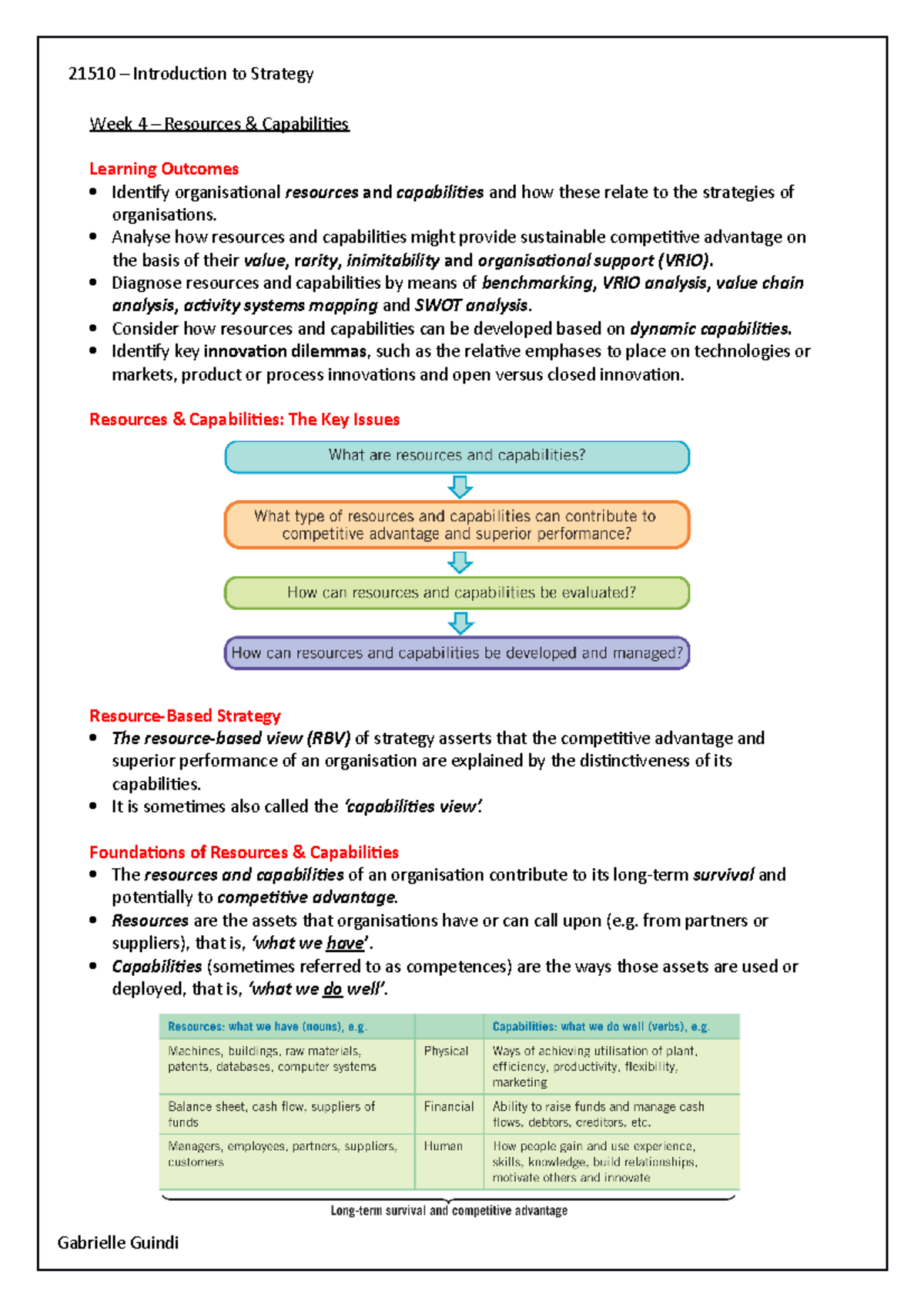 Week 4 – Resources & Capabilities - Week 4 – Resources & Capabilities ...