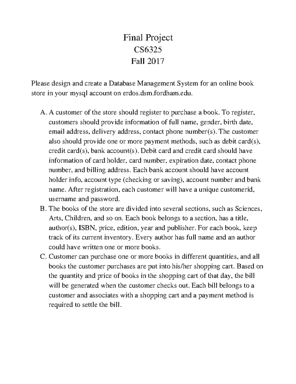 Final Project - Final Project CS6325 Fall 2017 Please design and create ...