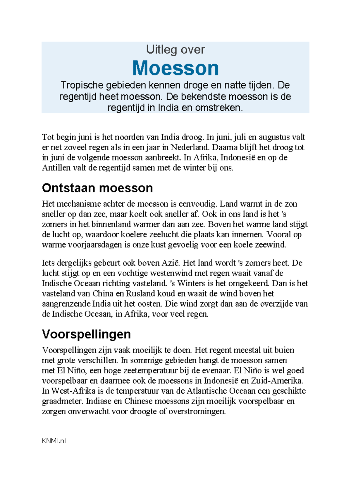 Lagedrukgebied en moesson - Uitleg over Moesson Tropische gebieden ...