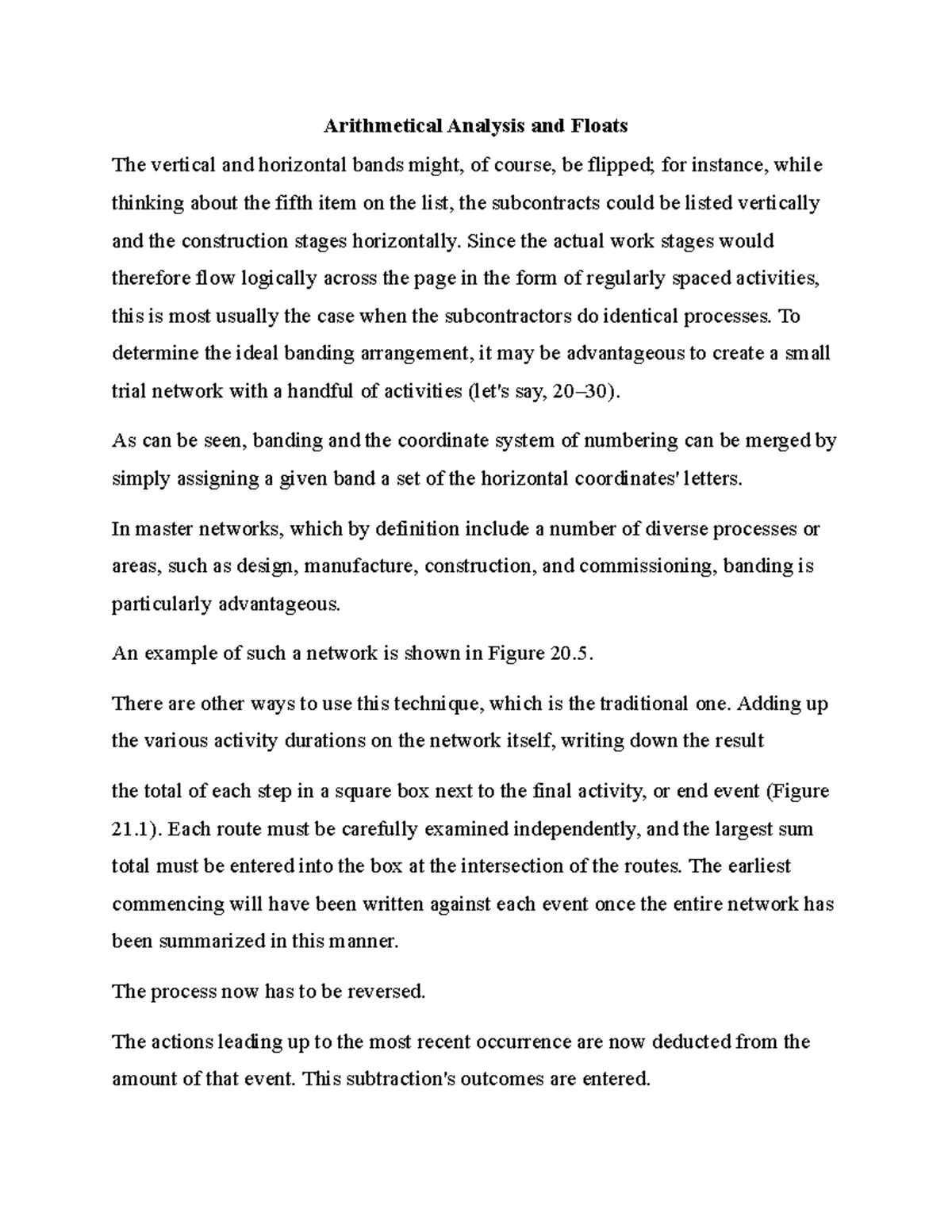 Arithmetical Analysis and Floats - Since the actual work stages would ...