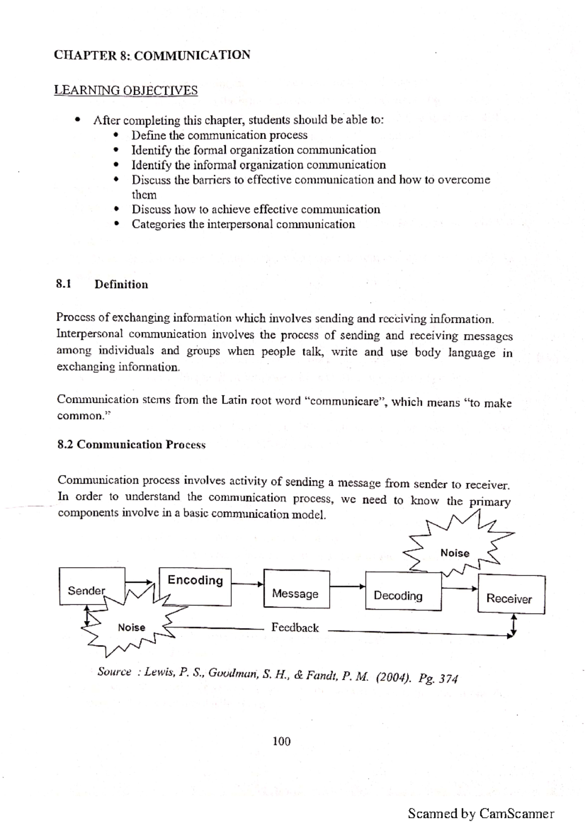 MGT162 Chapter 08 - CHAPTER 8: COMMUNICATION LEARNING OBJECTIVES After completing this chapter ...