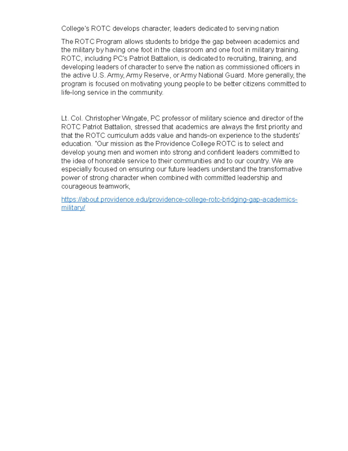 Theoretical Framework Options - College’s ROTC develops character ...