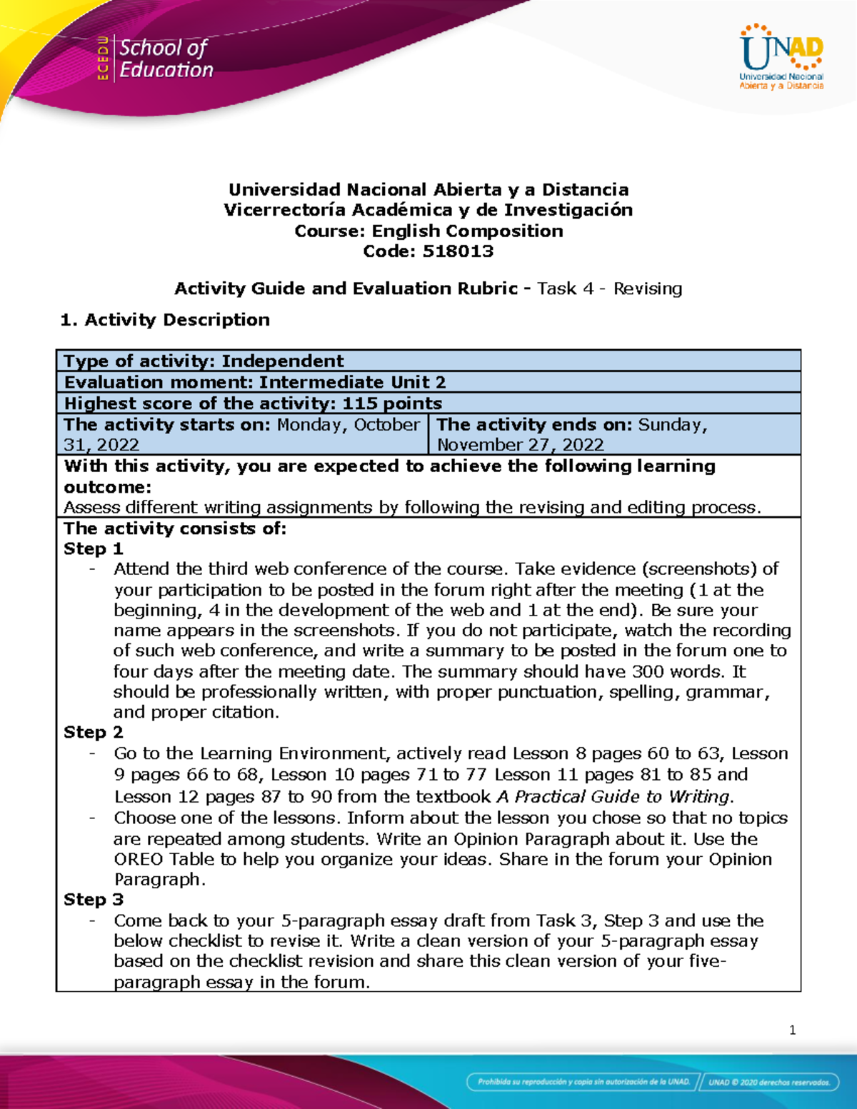 Activity Guide and Evaluation Rubric - Unit 3 - Task 4 - Revising ...