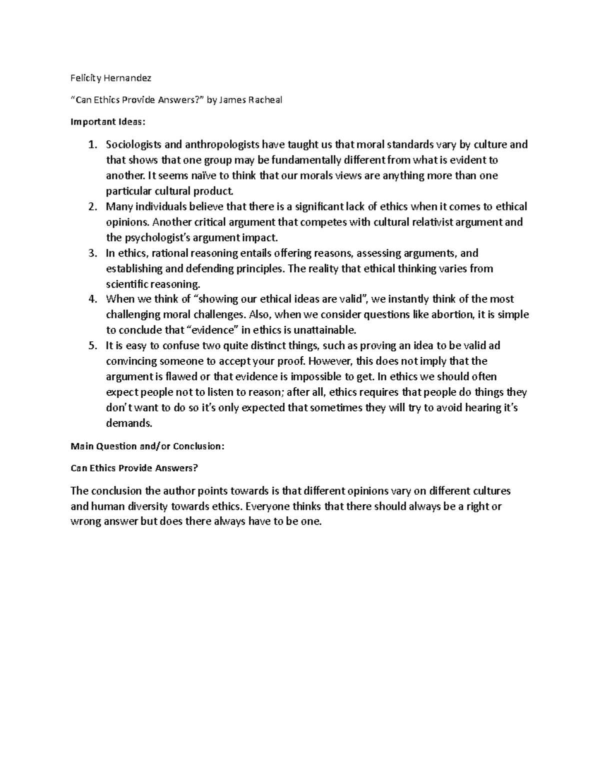 PHI Can Ethics Provide Answers” - Felicity Hernandez “Can Ethics ...