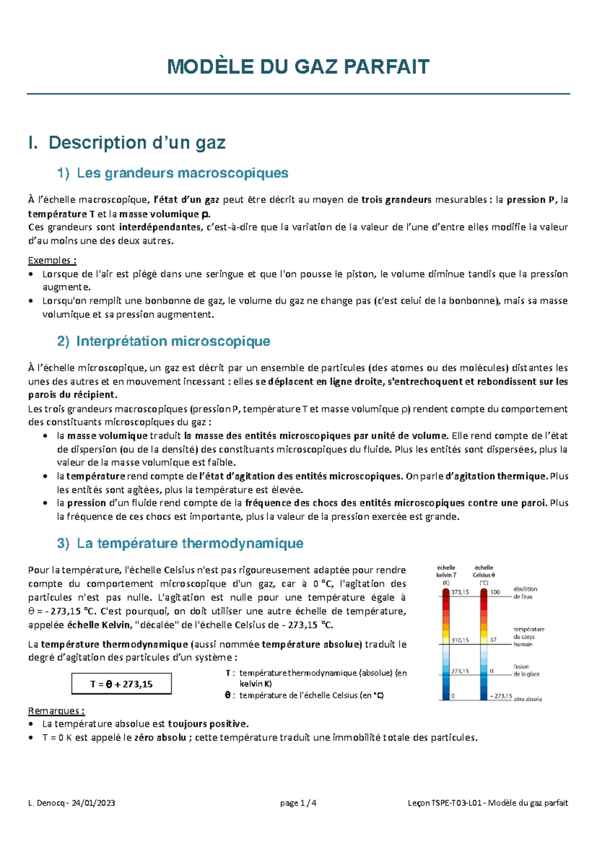Leçon TSPE-T03-L01 - Modèle du gaz parfait - MODÈLE DU GAZ PARFAIT I ...