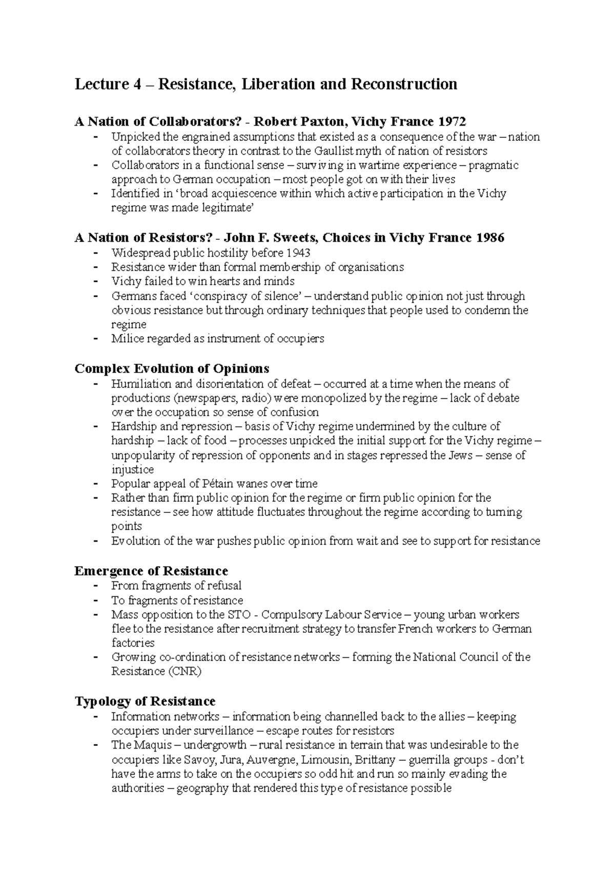 Lecture 4 - Resistance, Liberation and Reconstruction - Lecture 4 ...