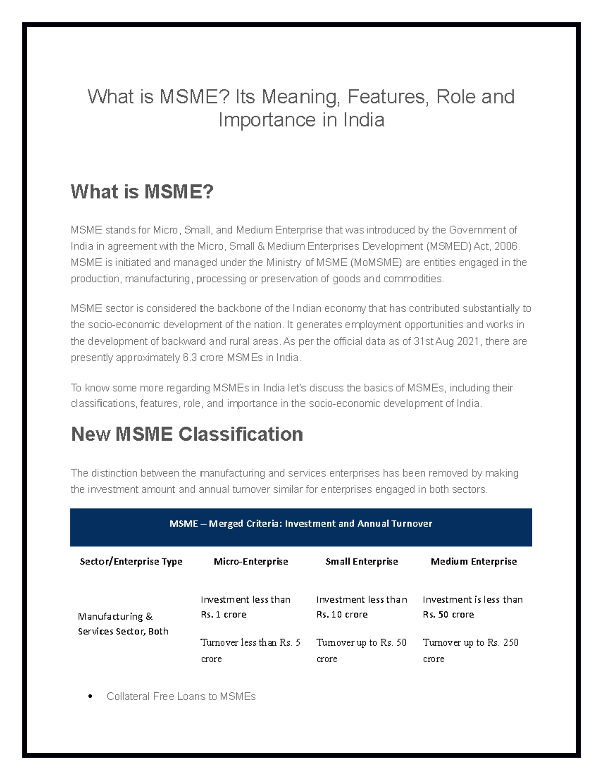 What is MSME, New MSME Classification, Previous MSME Classification ...