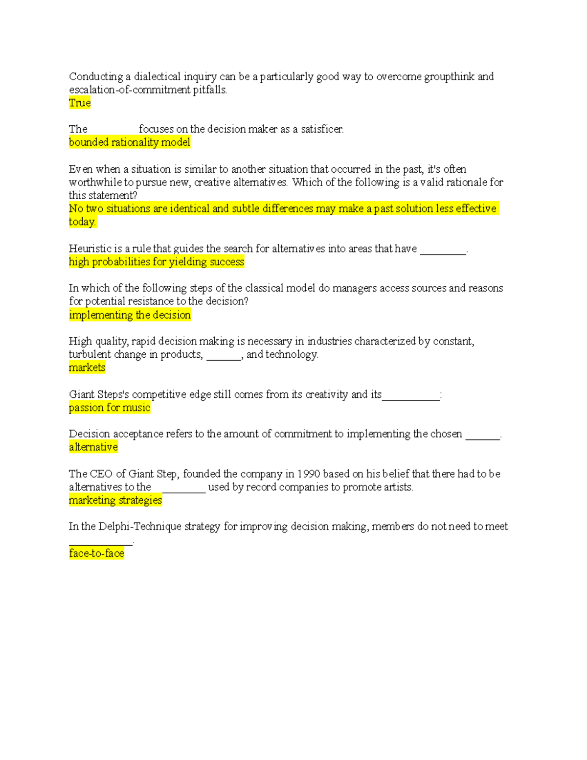 MAN3025 CH12 Quiz - Assignment - Conducting a dialectical inquiry can ...