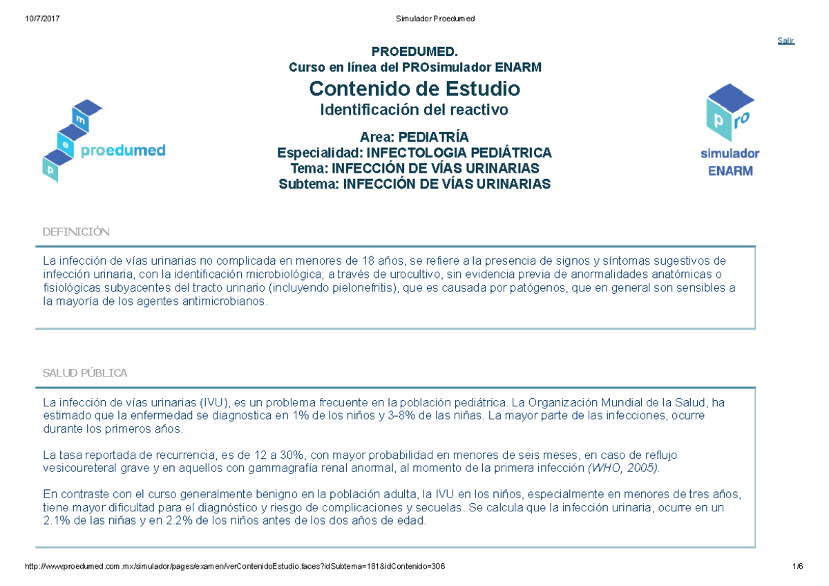 IVU - Salir PROEDUMED. Curso en línea del PROsimulador ENARM Contenido ...
