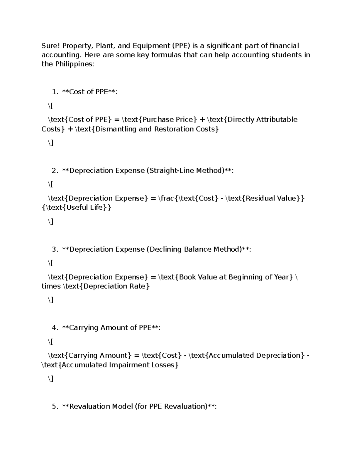 Ppe formula - Sure! Property, Plant, and Equipment (PPE) is a ...