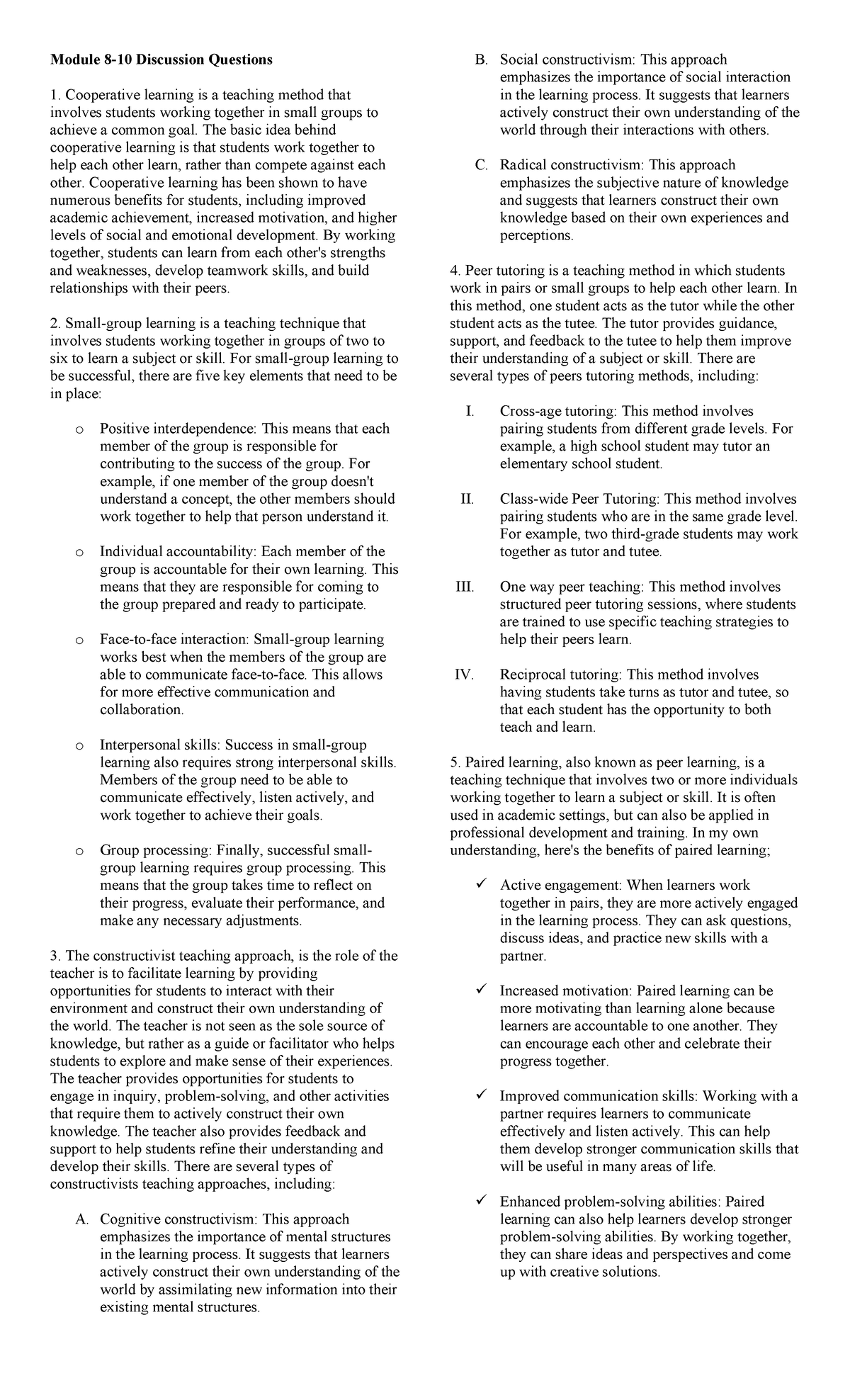 Module 8-10 Discussion Questions - Module 8-10 Discussion Questions ...