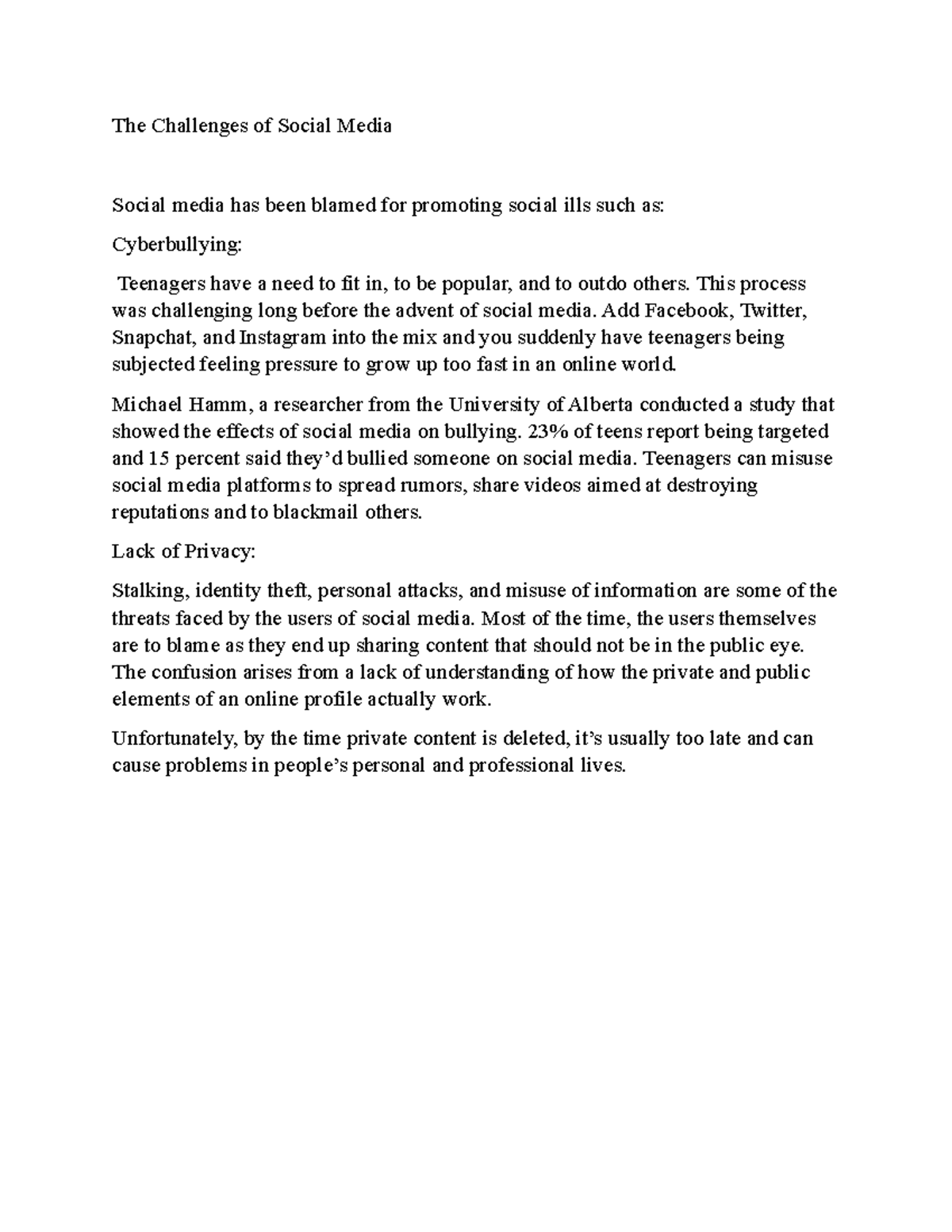 The Challenges of Social Media - The Challenges of Social Media Social ...