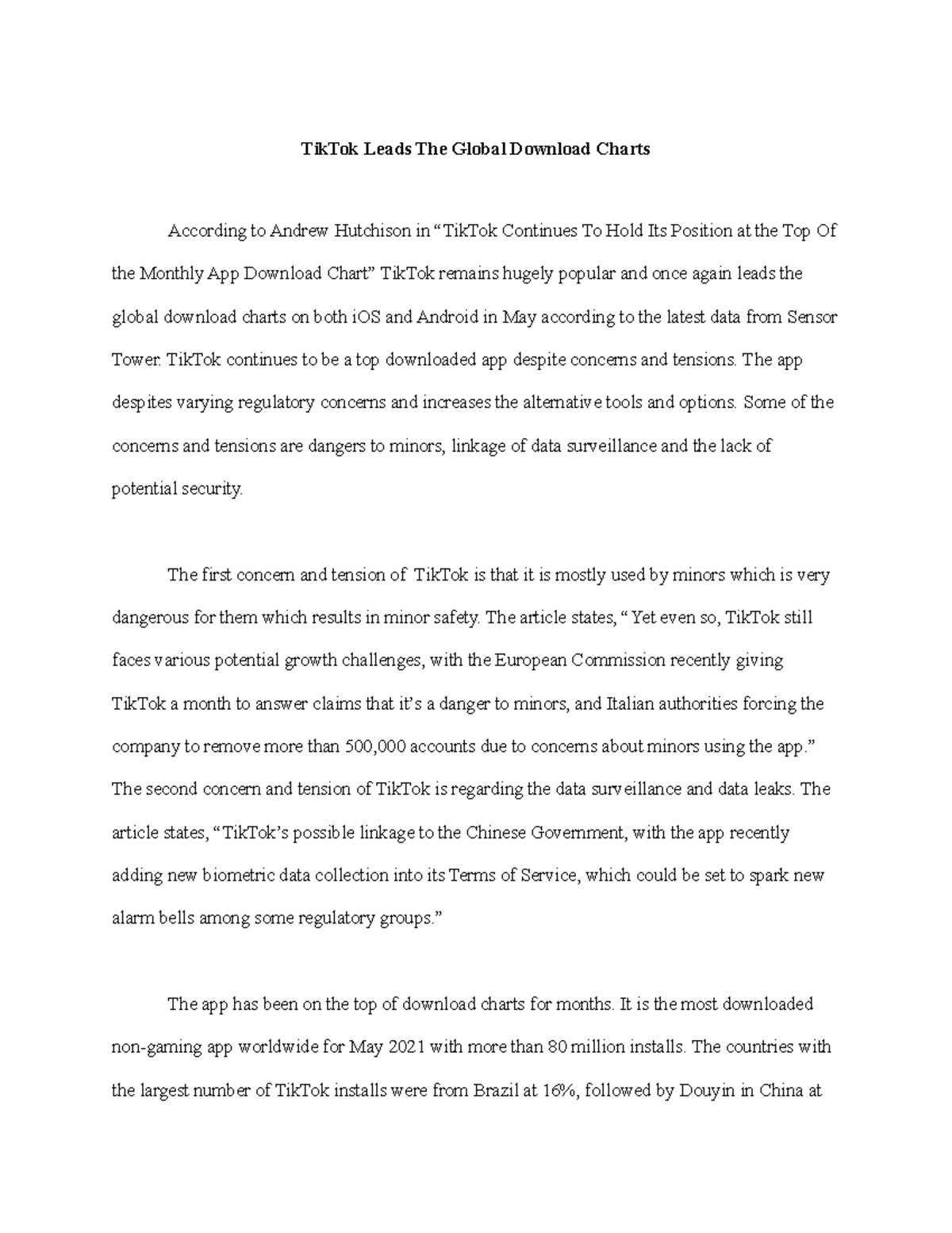 Tik Tok Leads The Global Download Charts Essay - TikTok Leads The ...