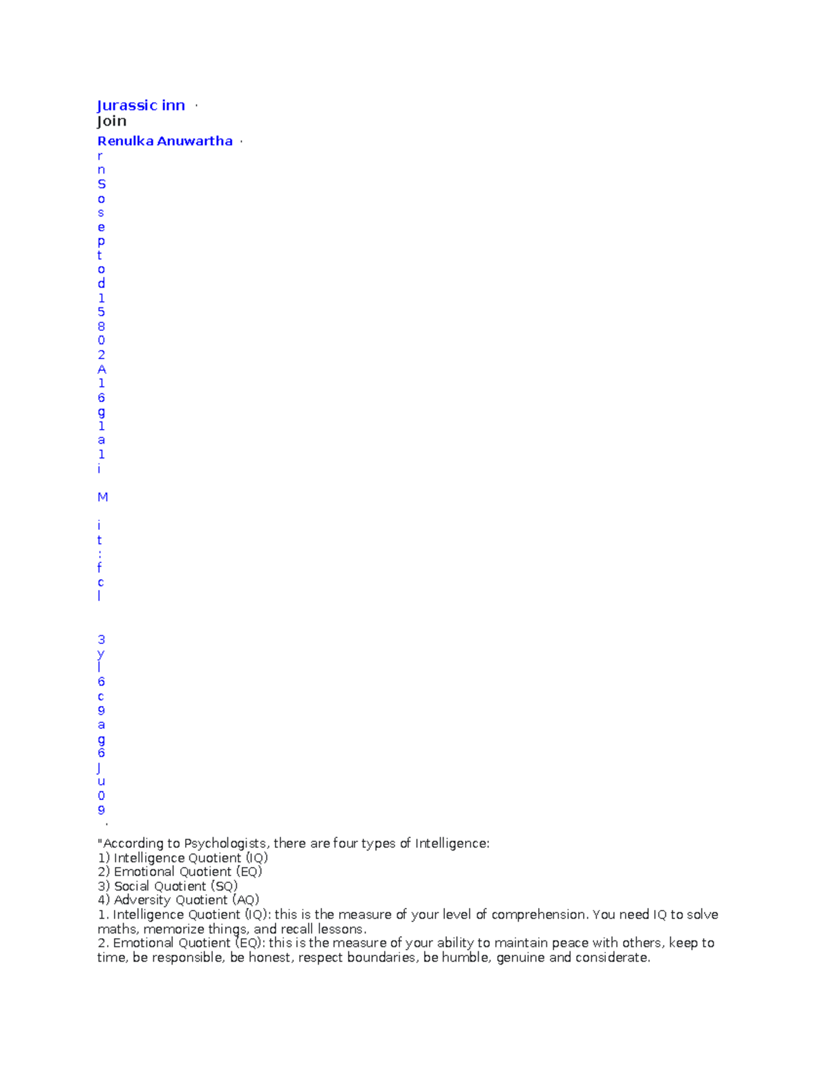 Personality Quotient-Jurassaic - Jurassic inn · Join Renulka Anuwartha ...