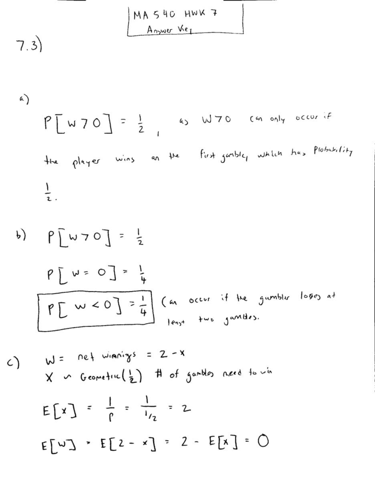 MA 540 HW 7 Answer Key-1-3 - MA 540 - Studocu