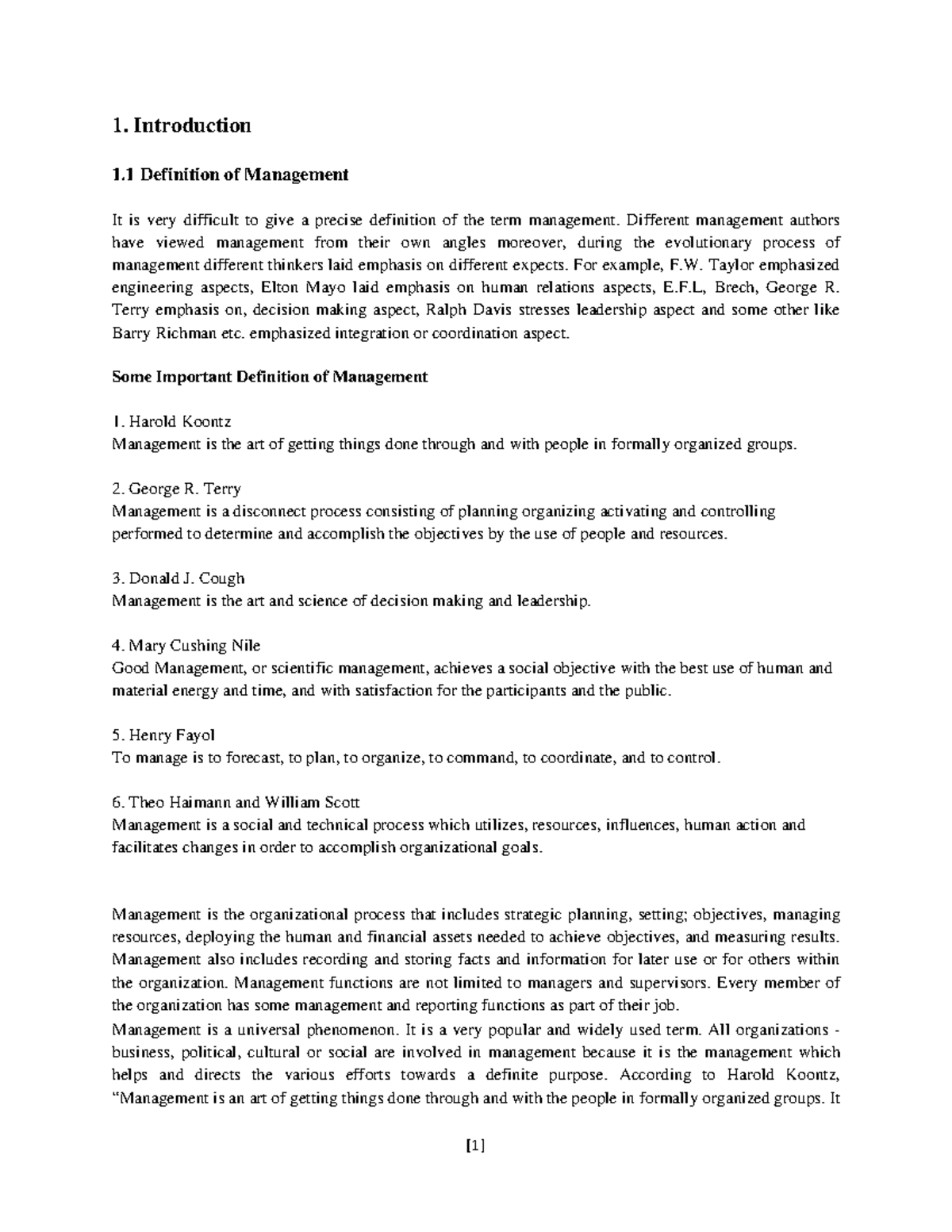 1 1 Definition of Management - 1. Introduction 1 Definition of ...