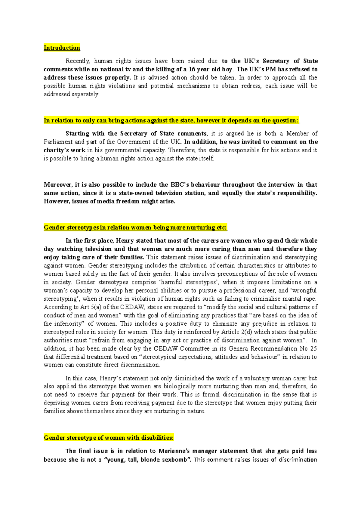 Answers international human rights problem questions - Introduction ...