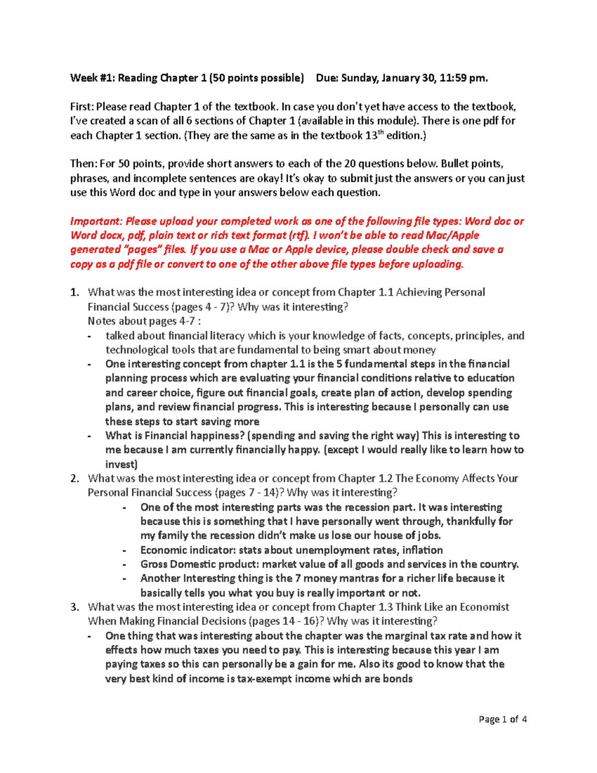 Instructions for Chapter 1 Reading (1)-1 - Week #1: Reading Chapter 1 ...