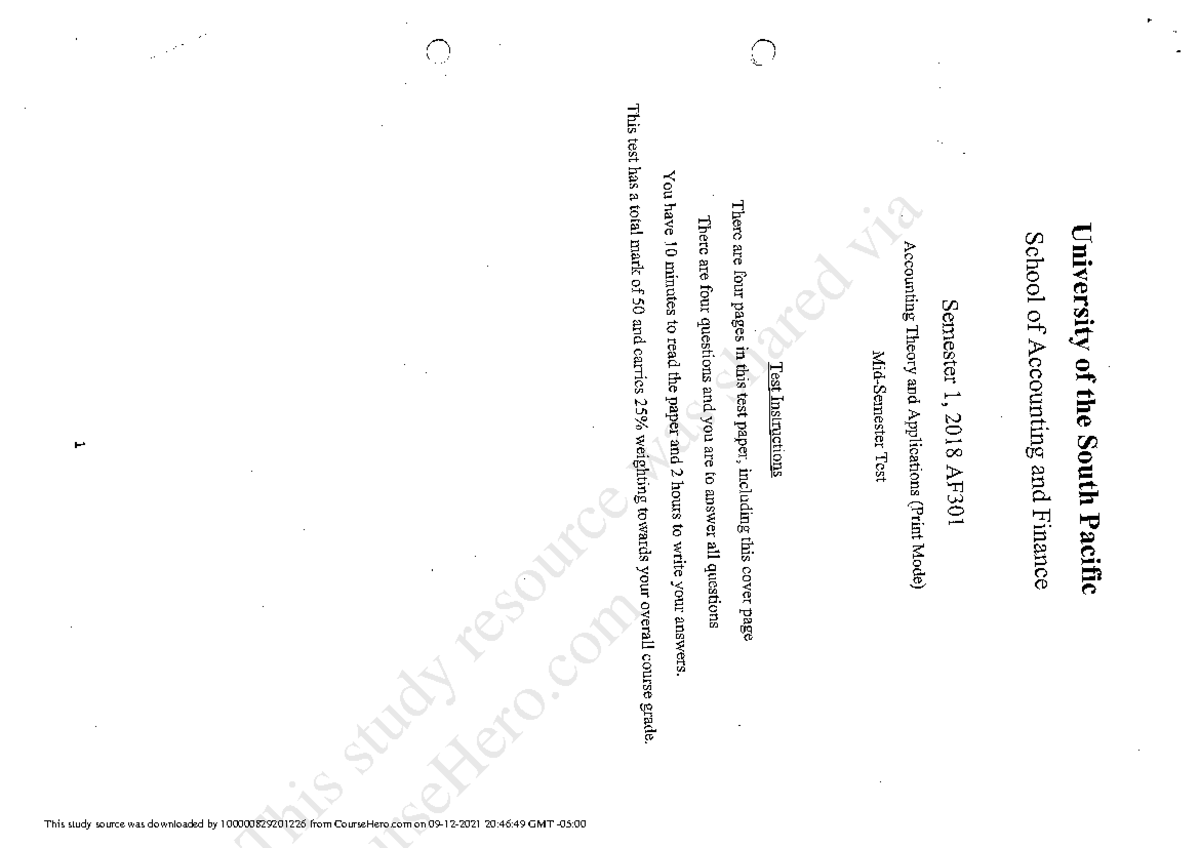 MST S1 2018 Topic 8 lecture notes and tutorial af301 - AccountingTheory ...