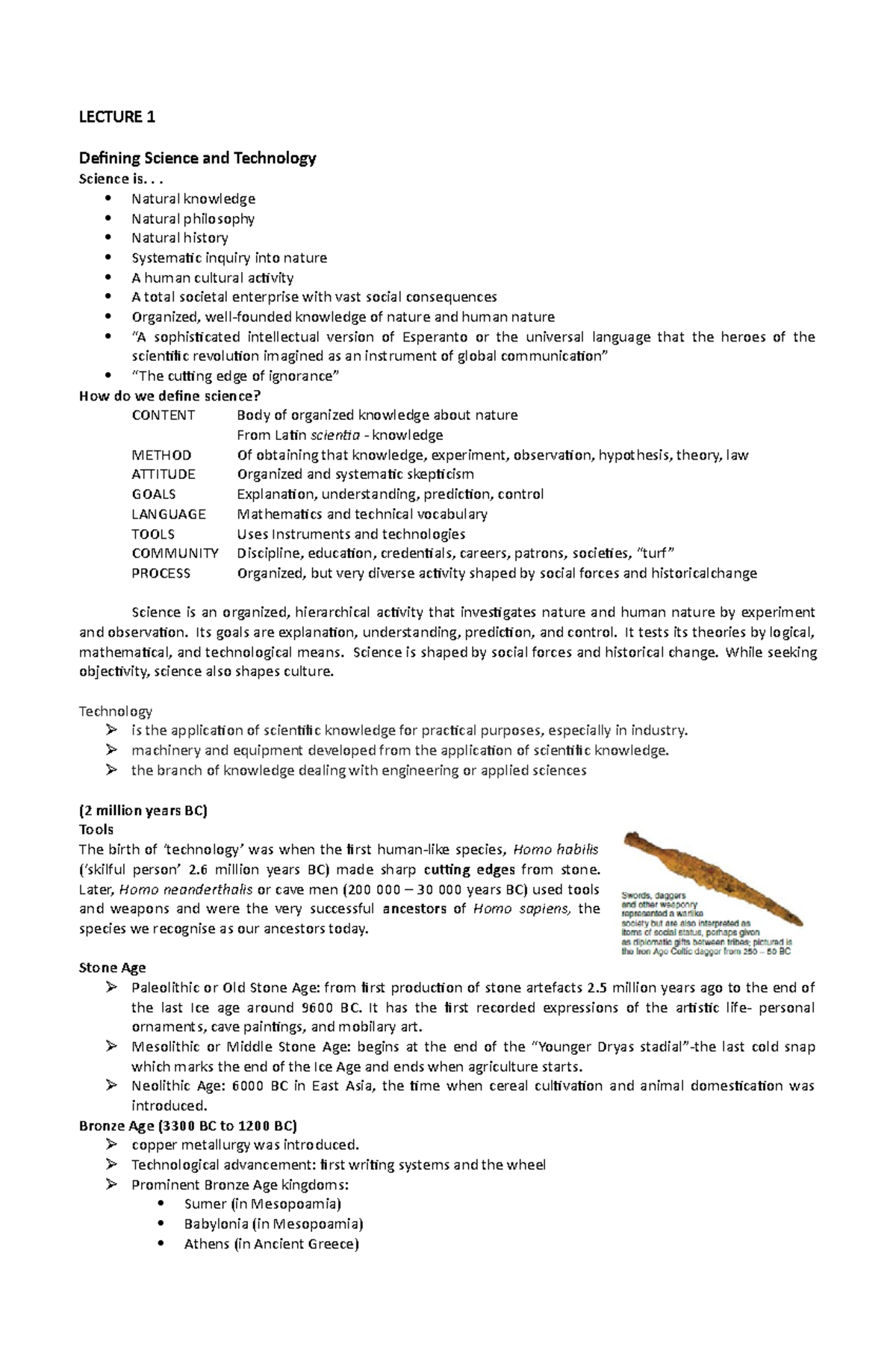GEd-109-STS- Lecture-1 - LECTURE 1 Defining Science and Technology ...