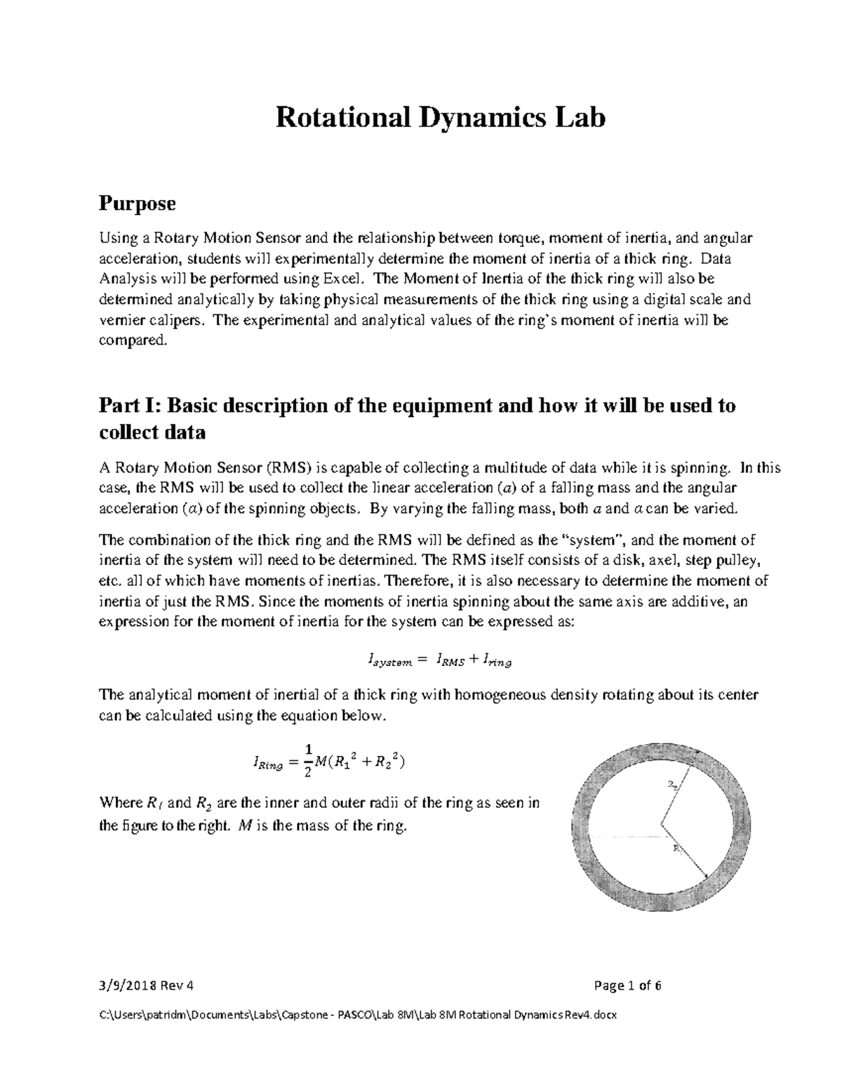 Rotational Dynamics Lab - Rotational Dynamics Lab Purpose Using a ...
