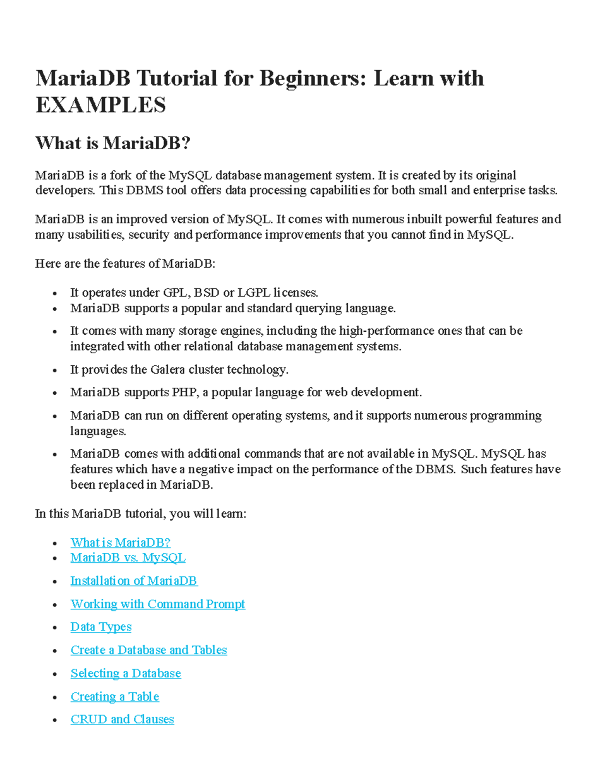 Ilide - lecture and tutorials - MariaDB Tutorial for Beginners: Learn with EXAMPLES What is ...