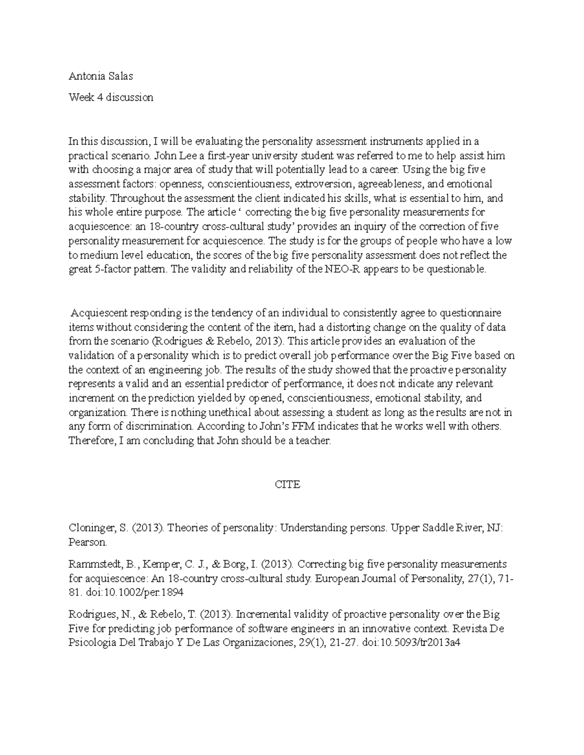 Week 4 discussion - Antonia Salas Week 4 discussion In this discussion ...