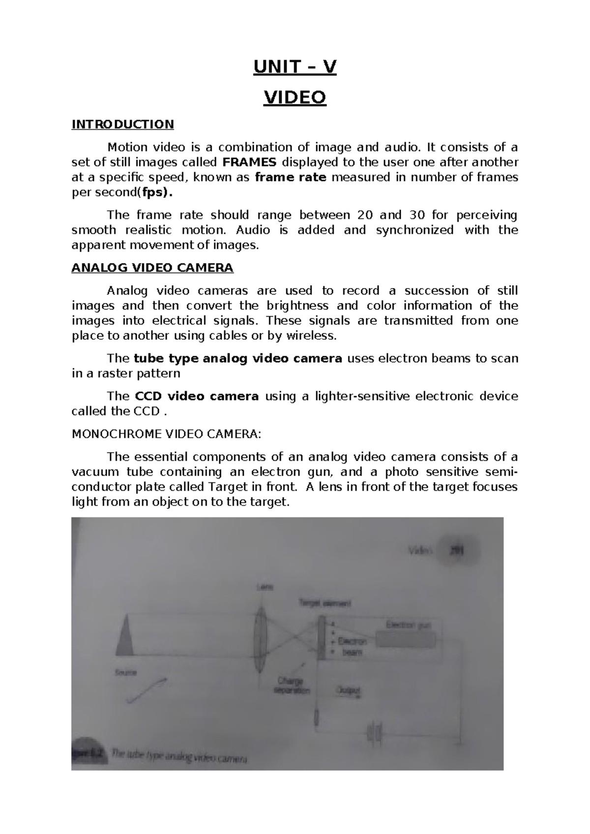 Principles of multimedia unit 5 - UNIT – V VIDEO INTRODUCTION Motion ...