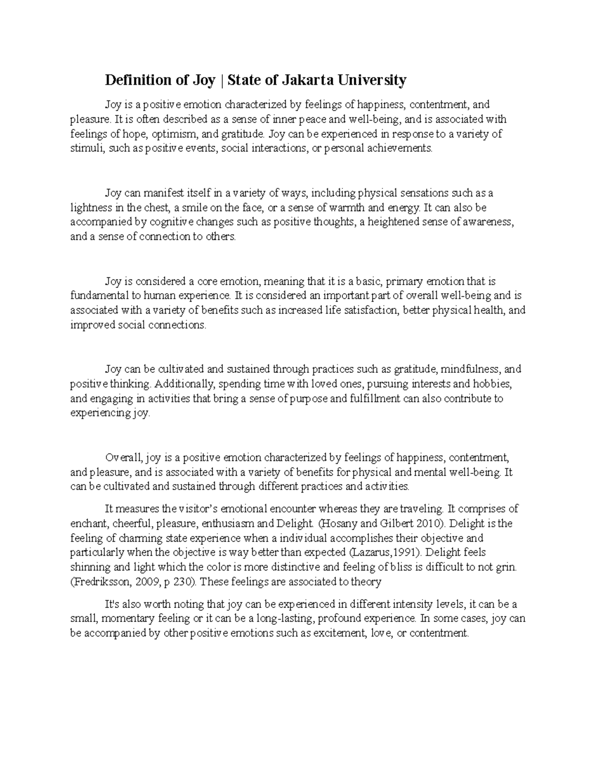 Definition of Joy - State of Jakarta University - It is often described ...