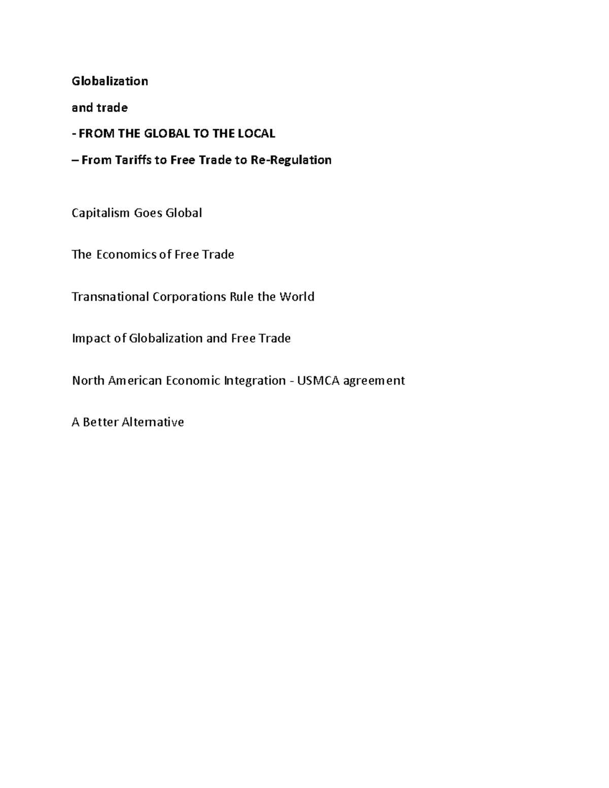 AP-SOSC-1510 Lecture notes 6 - Globalization and trade FROM THE GLOBAL ...