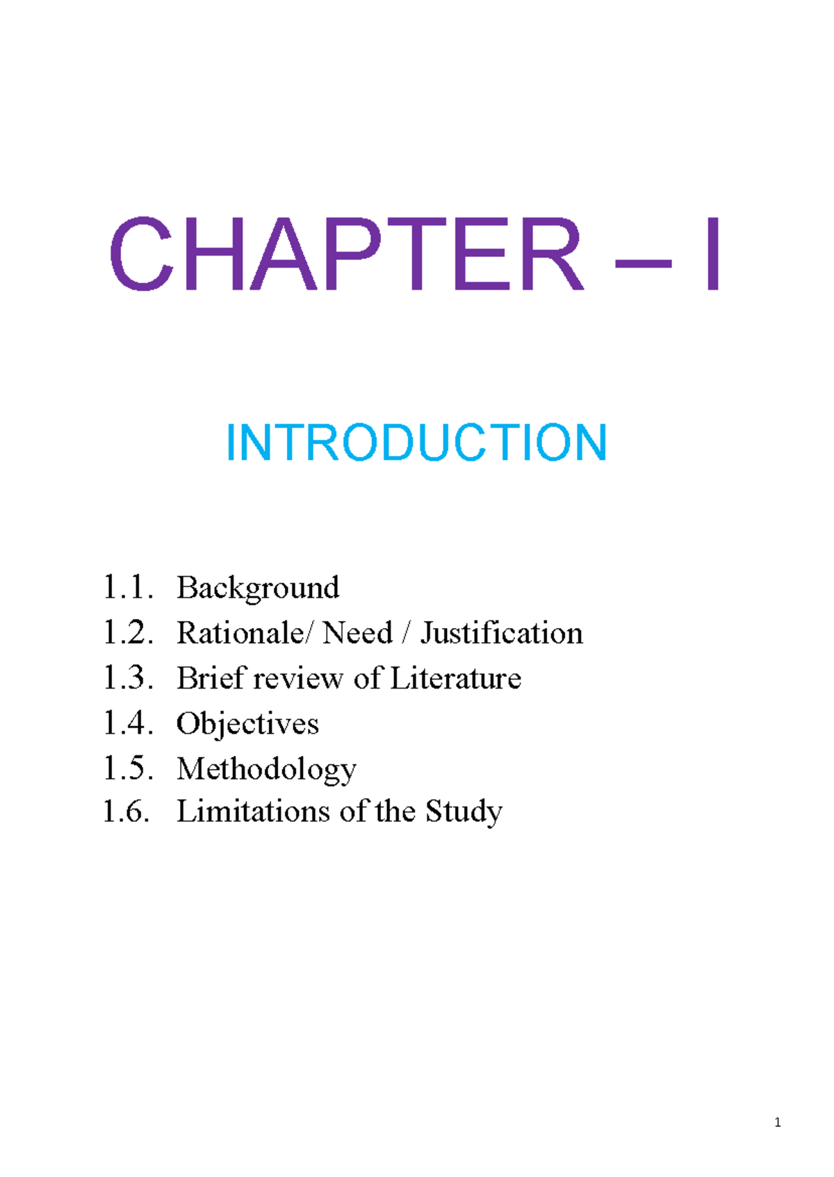 Non Profit Assets of SBI and ICICI Bank - CHAPTER – I INTRODUCTION 1. Background 1. Rationale ...