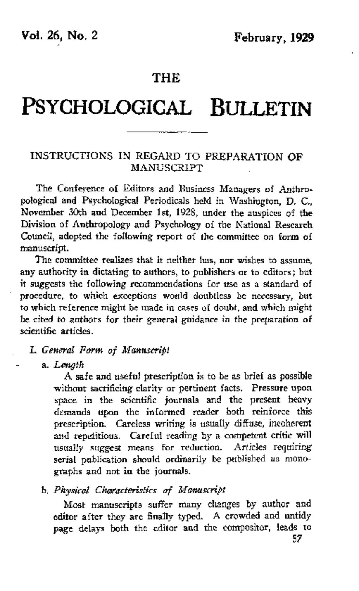 The Psychological Bulletin - Vol. 26, No. 2 February, 1929 THE ...