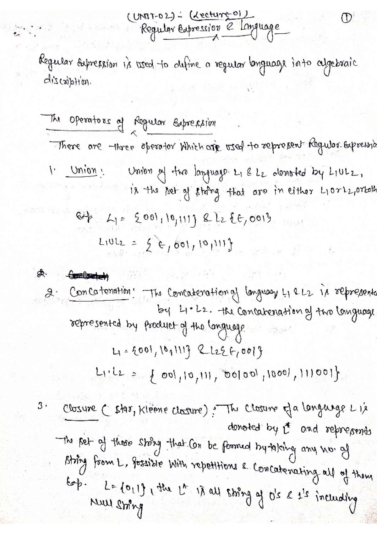 Tafl Unit 2 New Notes 1 Regular Expression Language Regular Expression Is Used To Define A