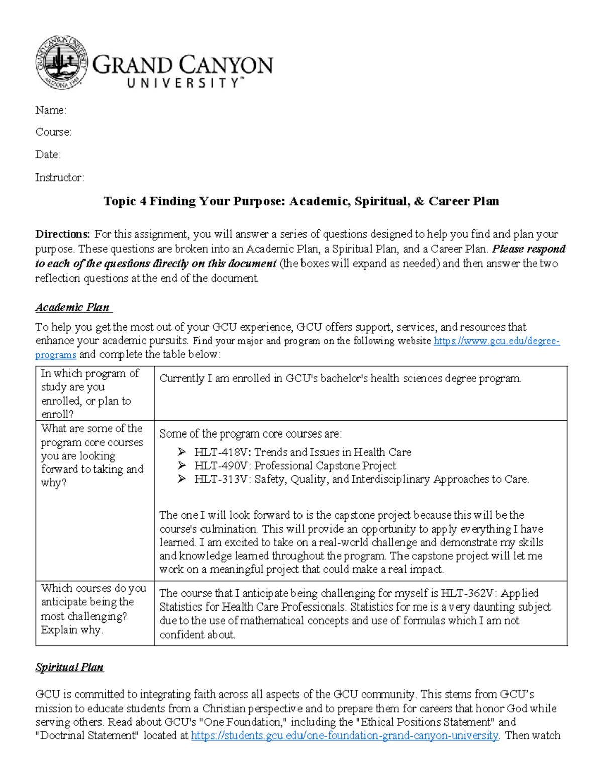 UNV-103-RS-T4 Finding Your Purpose-Online - Name: Course: Date ...