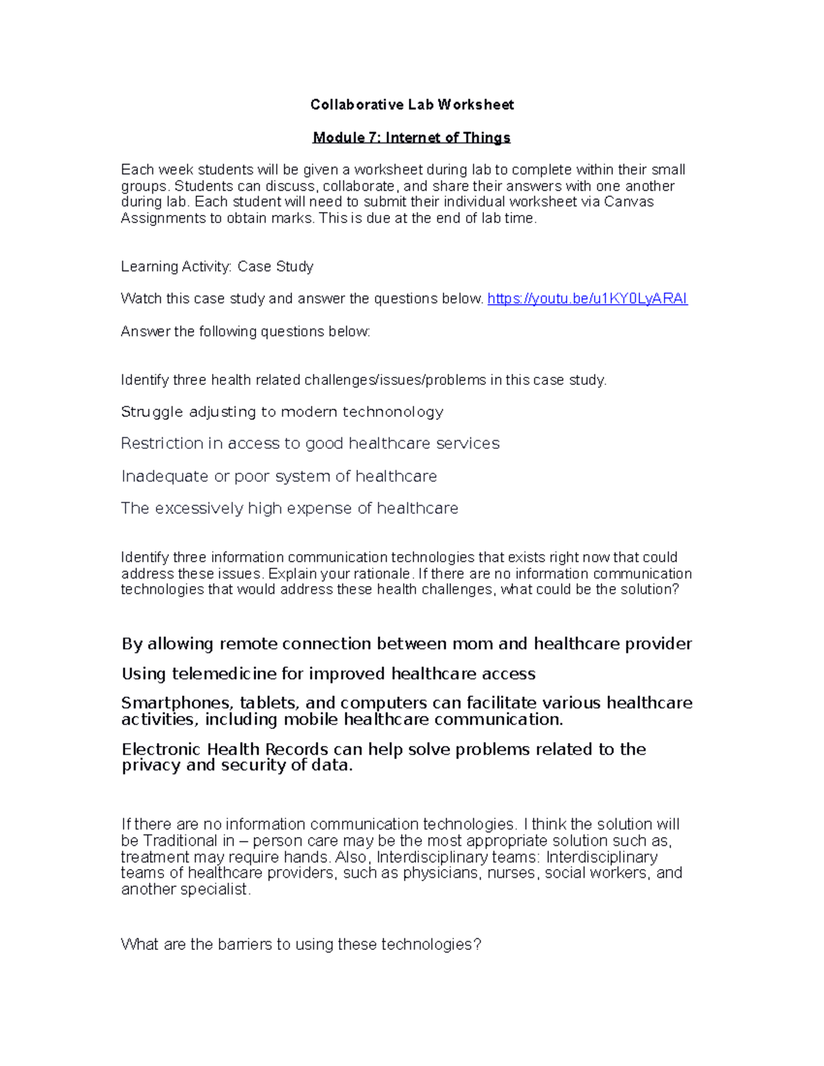 Lab 7.4 Worksheet - Collaborative Lab Worksheet Module 7: Internet of ...