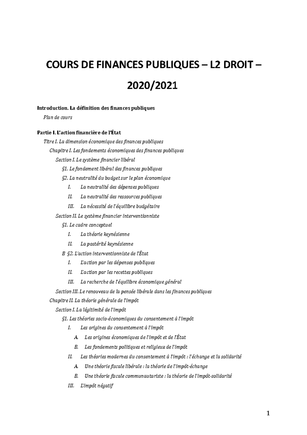 Cours de finances publiques - L2 droit - COURS DE FINANCES PUBLIQUES ...