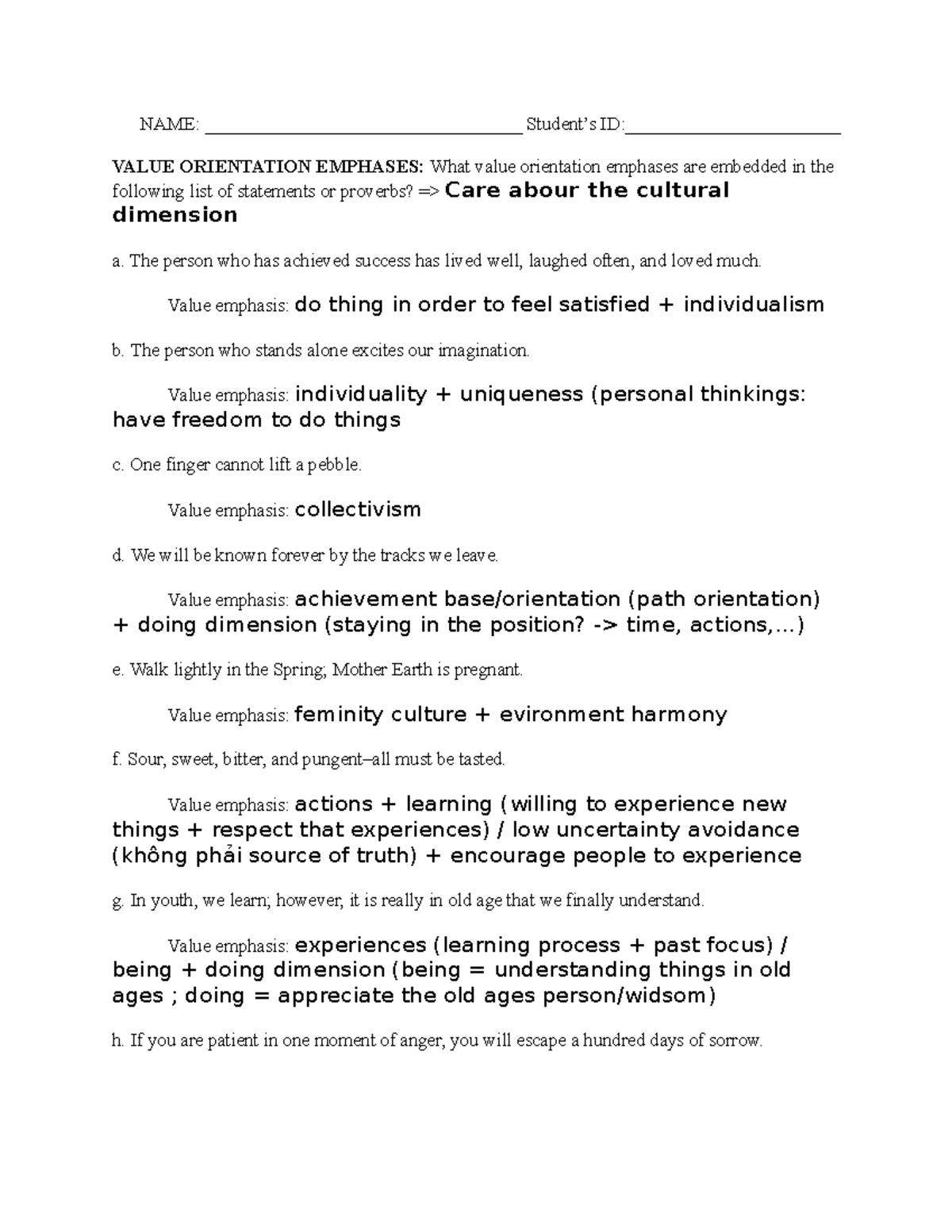 Values Inventory chap 2 - NAME ...