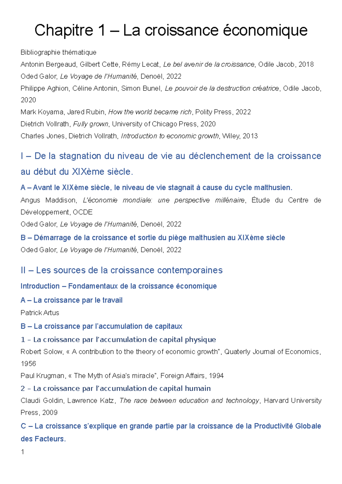 Chap1 croissance plan - droit économique - Chapitre 1 – La croissance économique Bibliographie ...