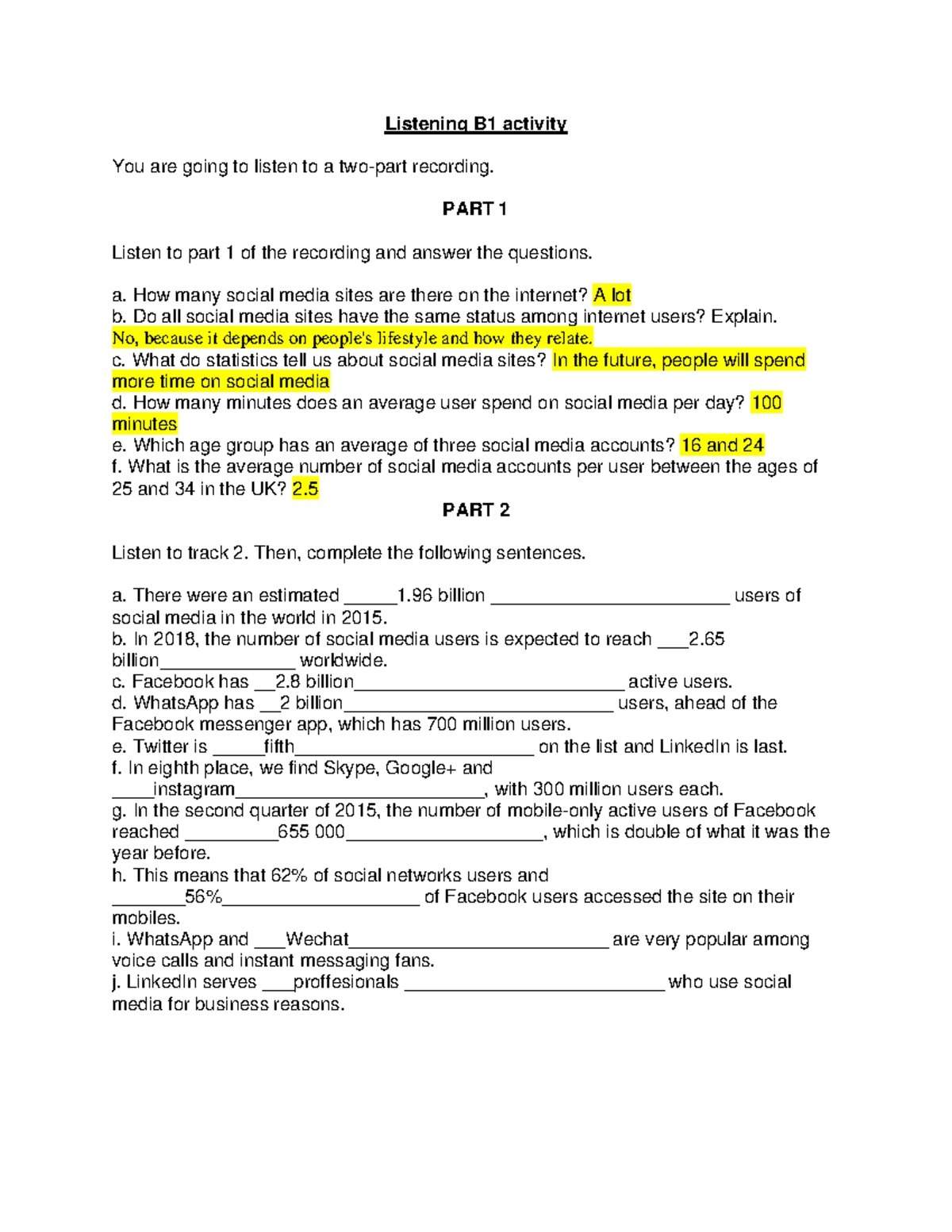 A01666137 Session 6 Listening B1 activity - Listening B1 activity You ...
