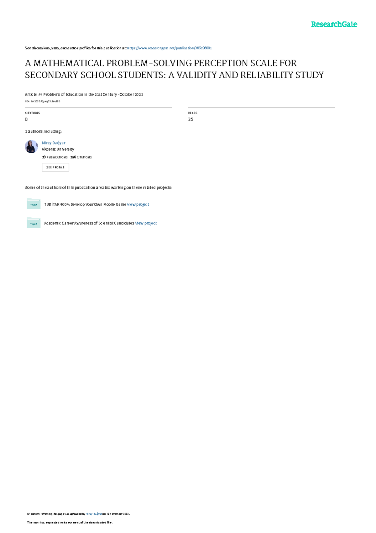 Ersoy Dayar 2022 - To have an advance knowledge and to advance study ...