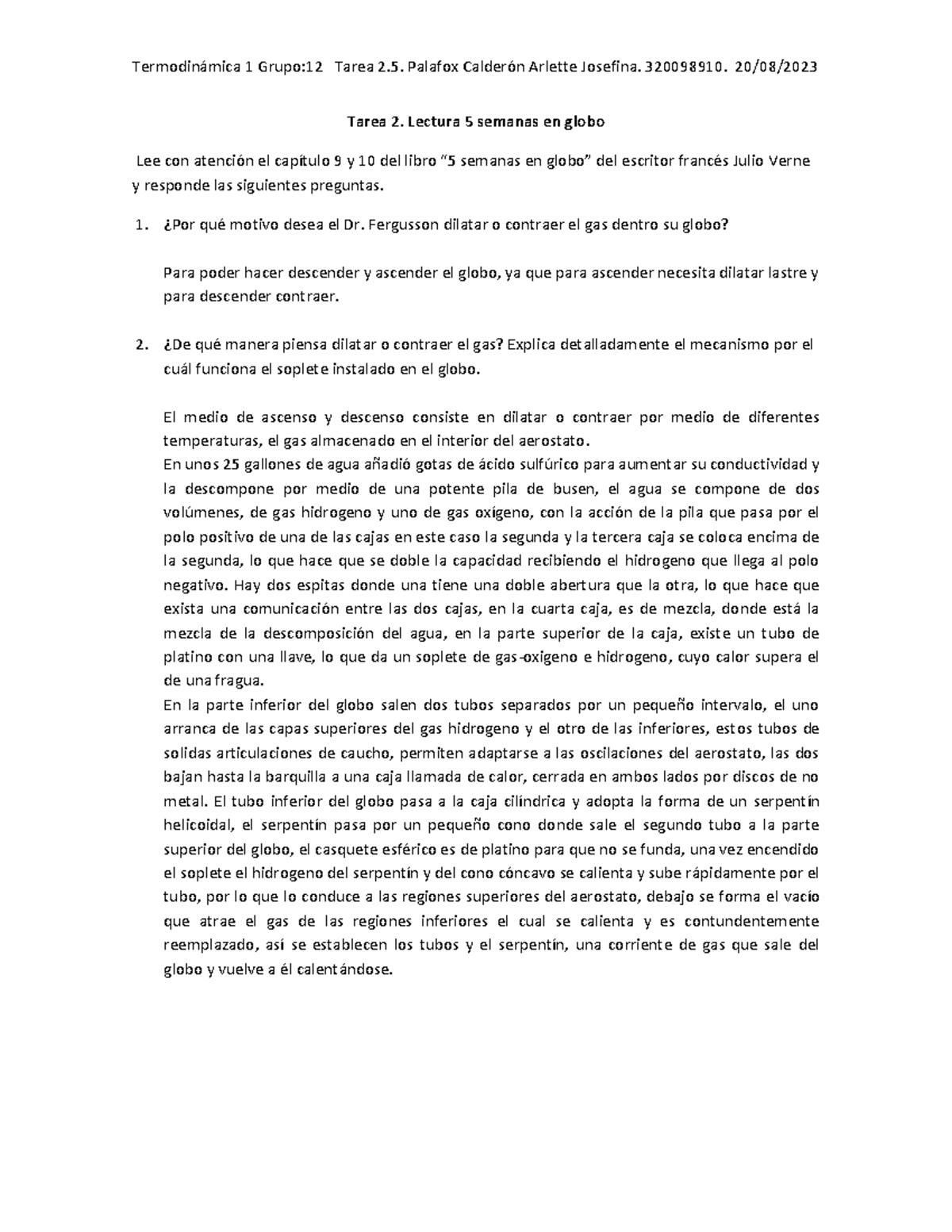 Tarea 2.5 lectura 5 semanas en el globo - Tarea 2. Lectura 5 semanas en ...