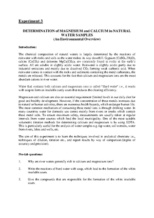 CH204 Experiment 1 preparative inorganic chemistry - EXPERIMENT 1: PREPARATIVE INORGANIC ...