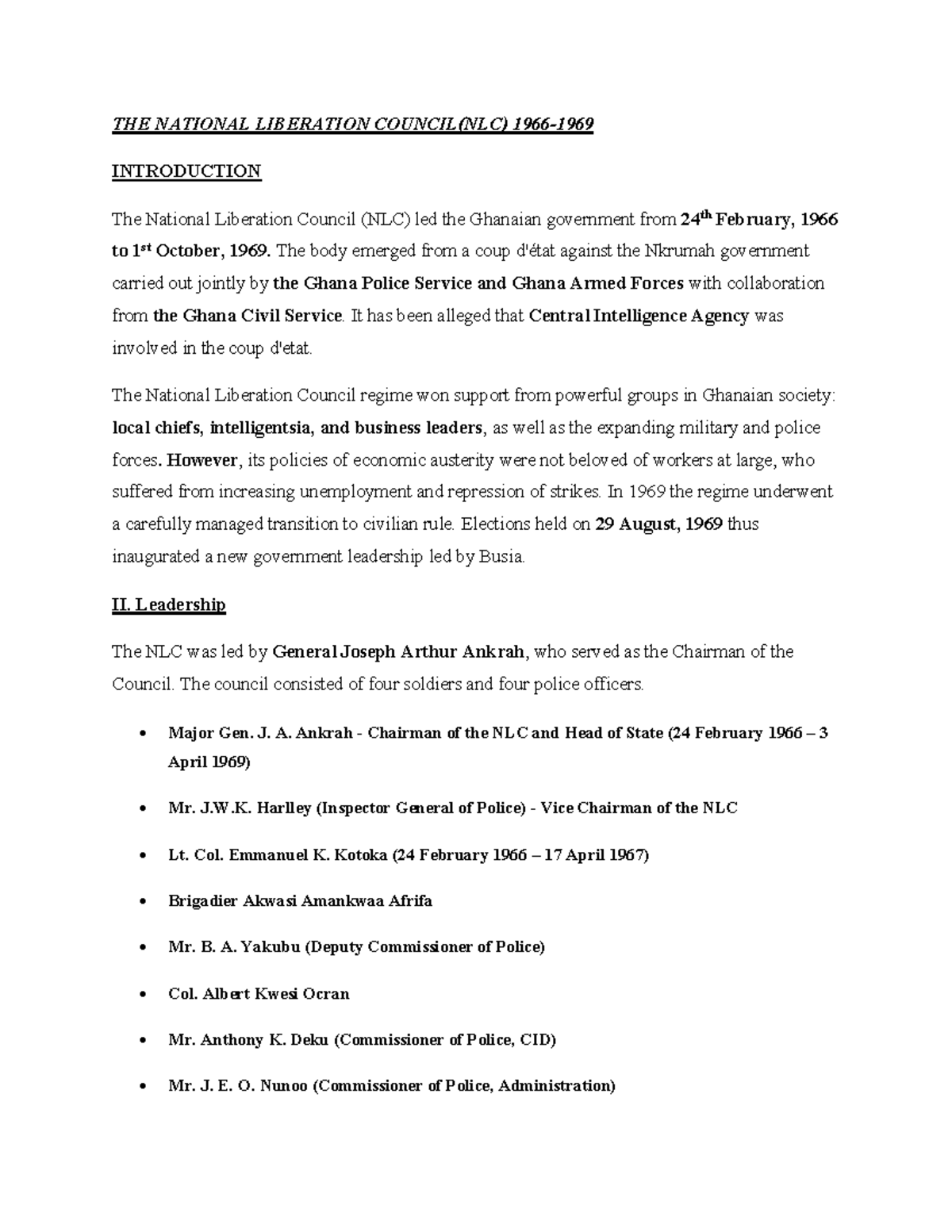 Constitutional law Assignment- NLC - THE NATIONAL LIBERATION COUNCIL ...