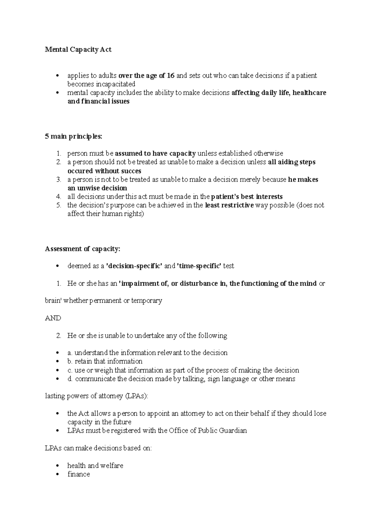 Mental Capacity Act - Key principles of the MCA - Mental Capacity Act ...