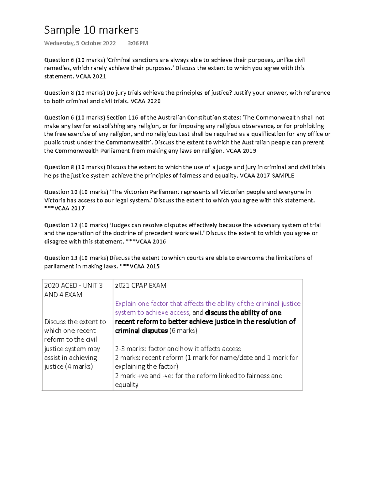 Sample 10 mark Question - - Studocu