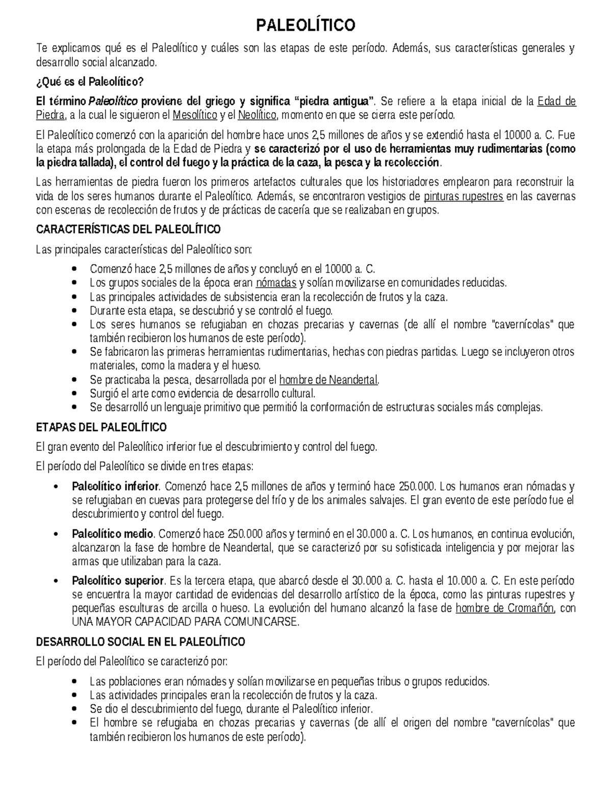 Paleolítico Y Neolitico - PALEOLÍTICO Te explicamos qué es el Paleolítico y cuáles son las ...