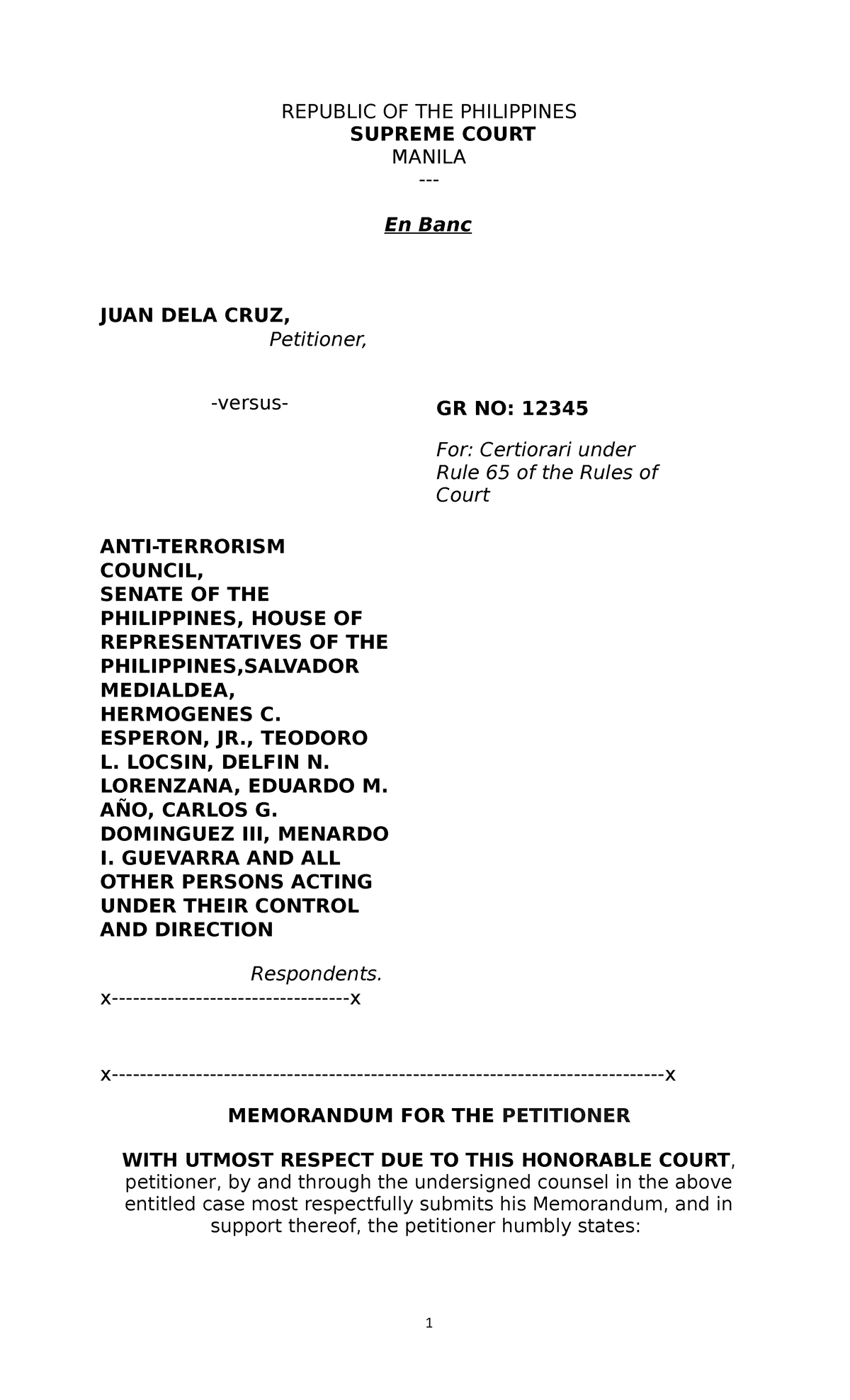 Legal Memorandum Barallas Arnel JR - Bachelor of science in Criminology ...