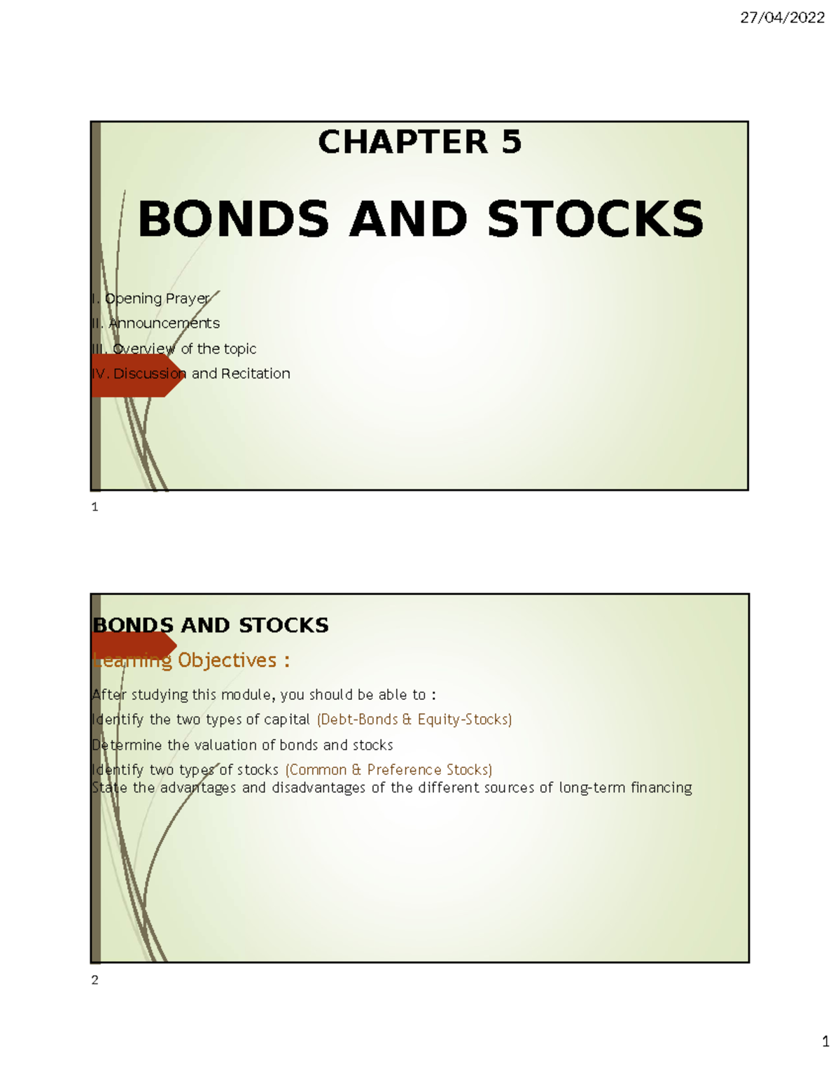 Chapter 5 - Bonds and Stocks-printable reviewer - BONDS AND STOCKS ...